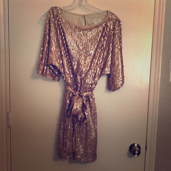 Jessica Simpson | Dresses | Jessica Simpson Gold Sequin Dressworn Twice ...